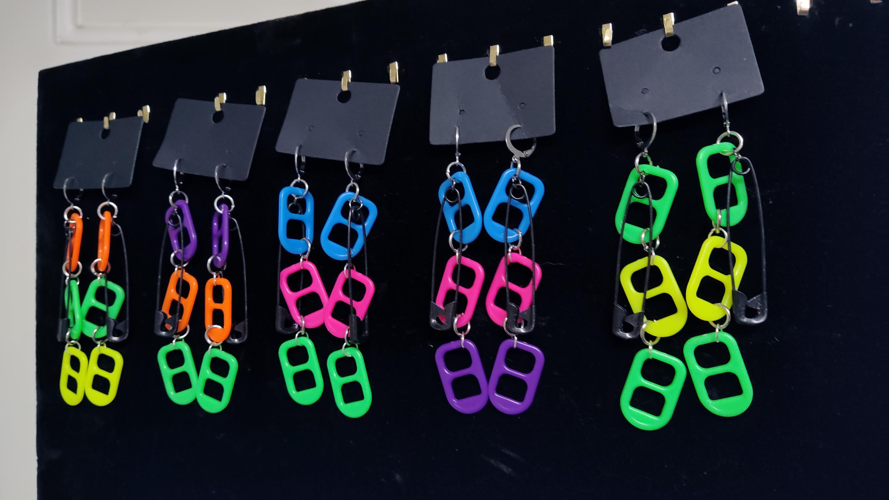 Blacklight Can Tab and Safety Pin Alternative Earrings - Etsy