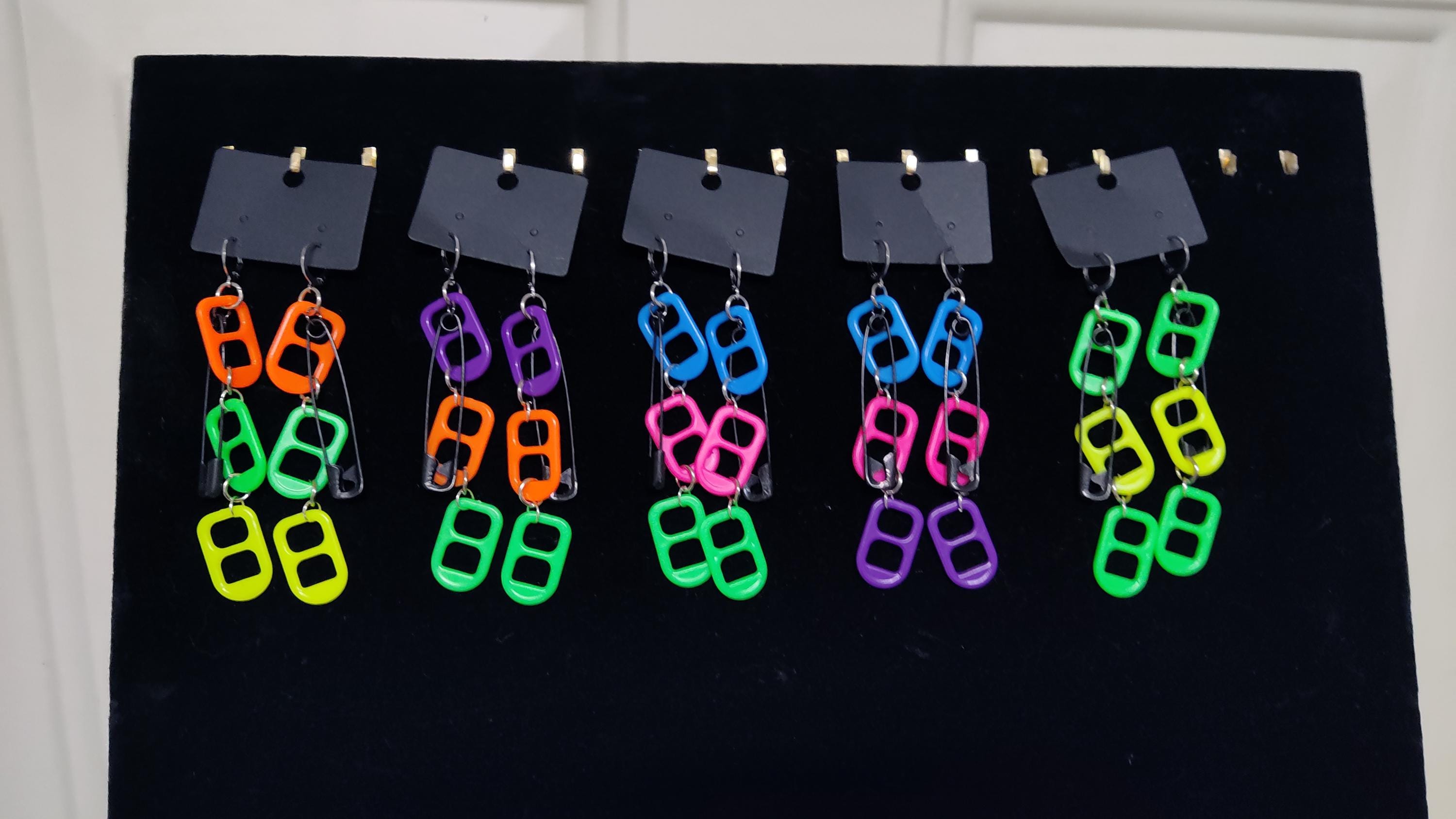 Blacklight Can Tab and Safety Pin Alternative Earrings - Etsy