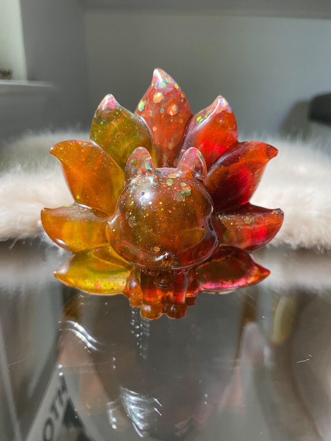 Autumn Leaves Resin Fox Figurine - Etsy