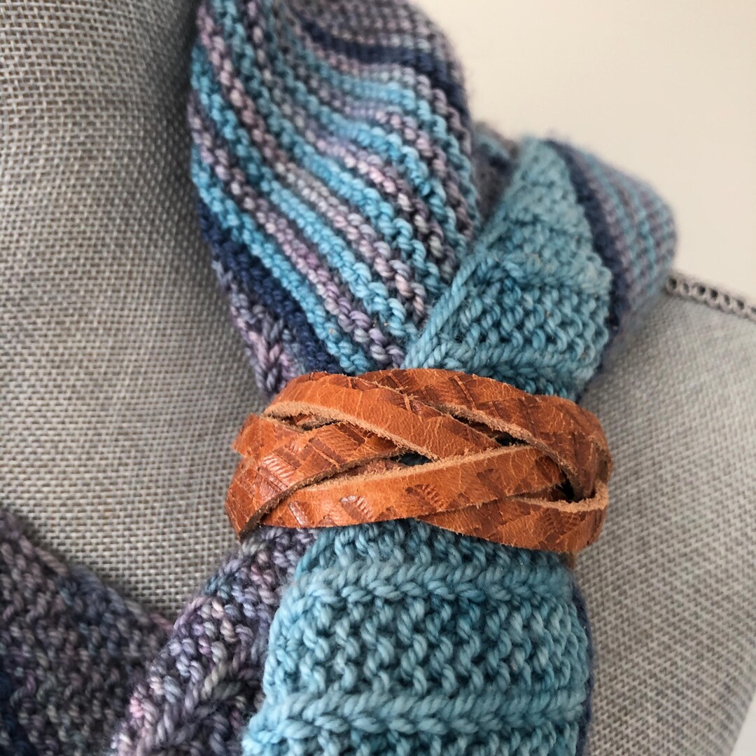 Handmade Upcycled Leather Shawl Cuff and Scarf Pin, Unique Knitters ...