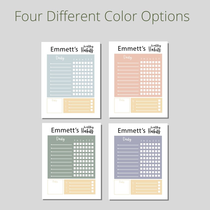 Daily and Weekly Healthy Habit Tracker, Responsibility Chart, Kids ...