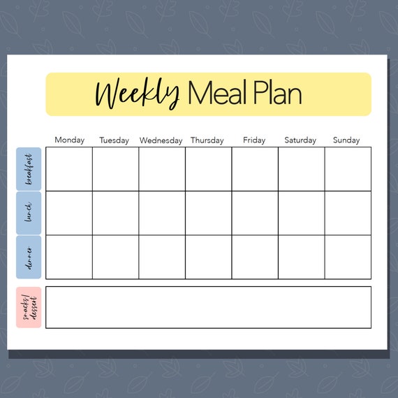 Weekly Meal Plan Horizontal and Vertical Option Editable - Etsy