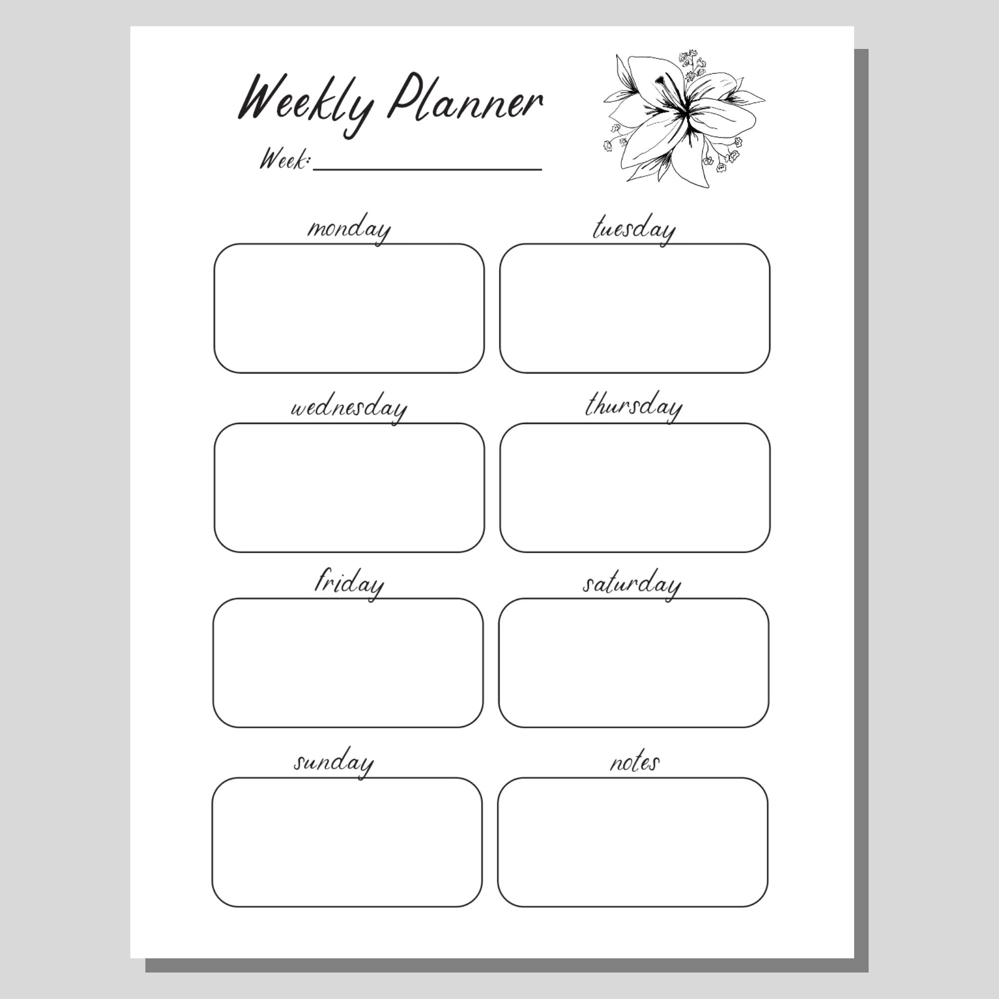 Weekly Planner, Editable Printable PDF, Weekly Schedule, Weekly Plan ...