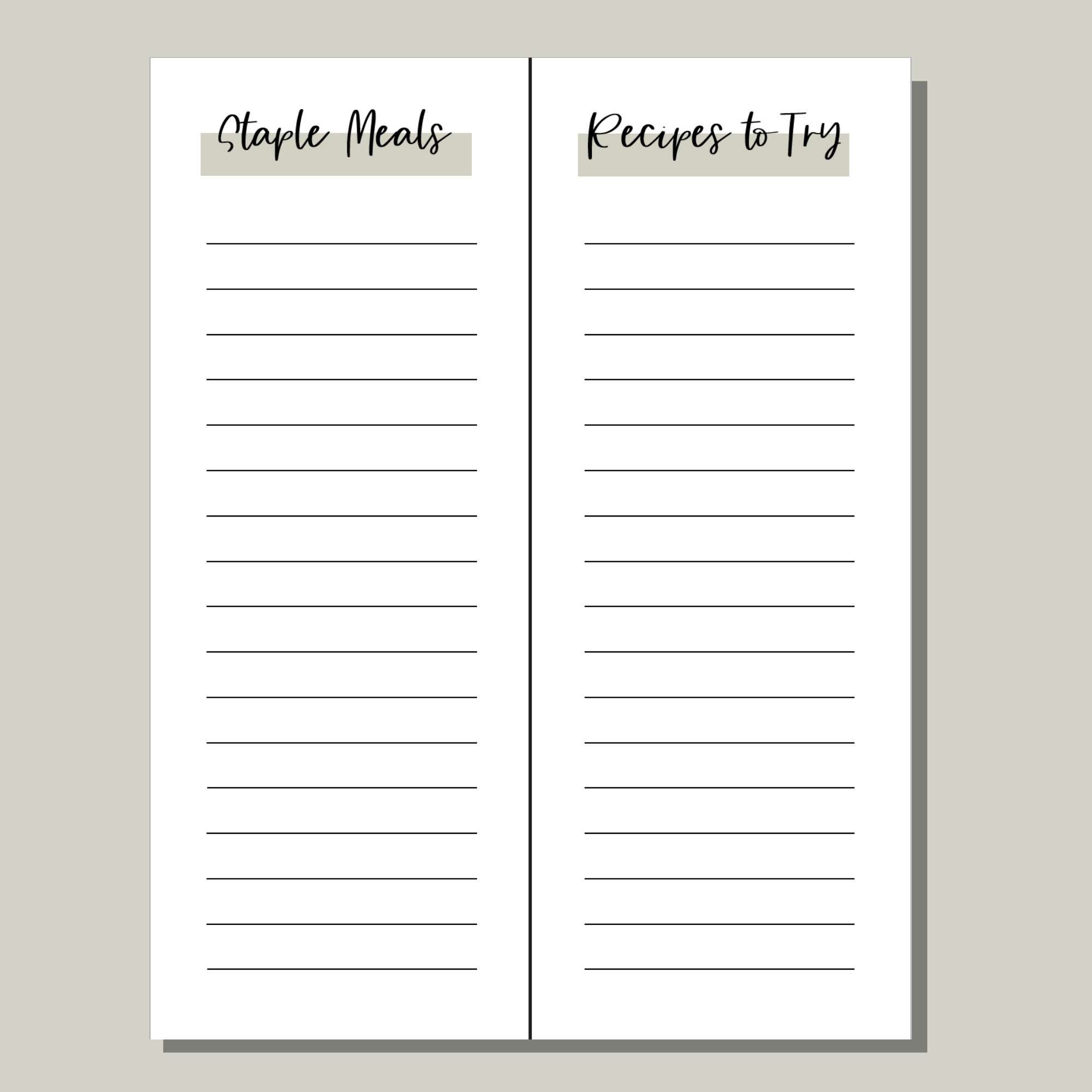 Weekly Meal Plan Template, Horizontal and Vertical Option, Editable ...