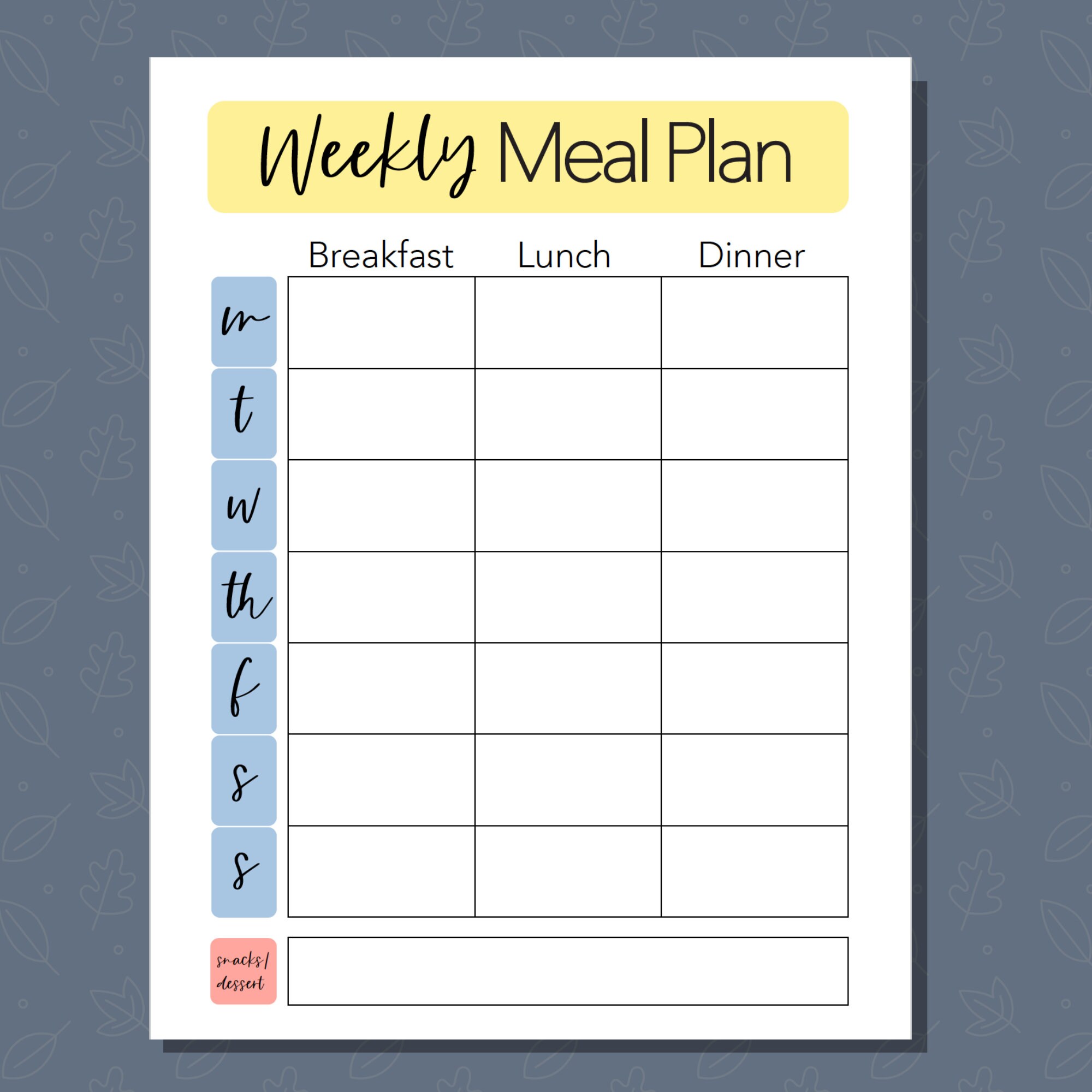 Weekly Meal Plan, Horizontal and Vertical Option, Editable Printable ...