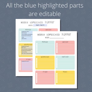 Weekly Homeschool Planner, Monday Through Friday, Editable Printable ...