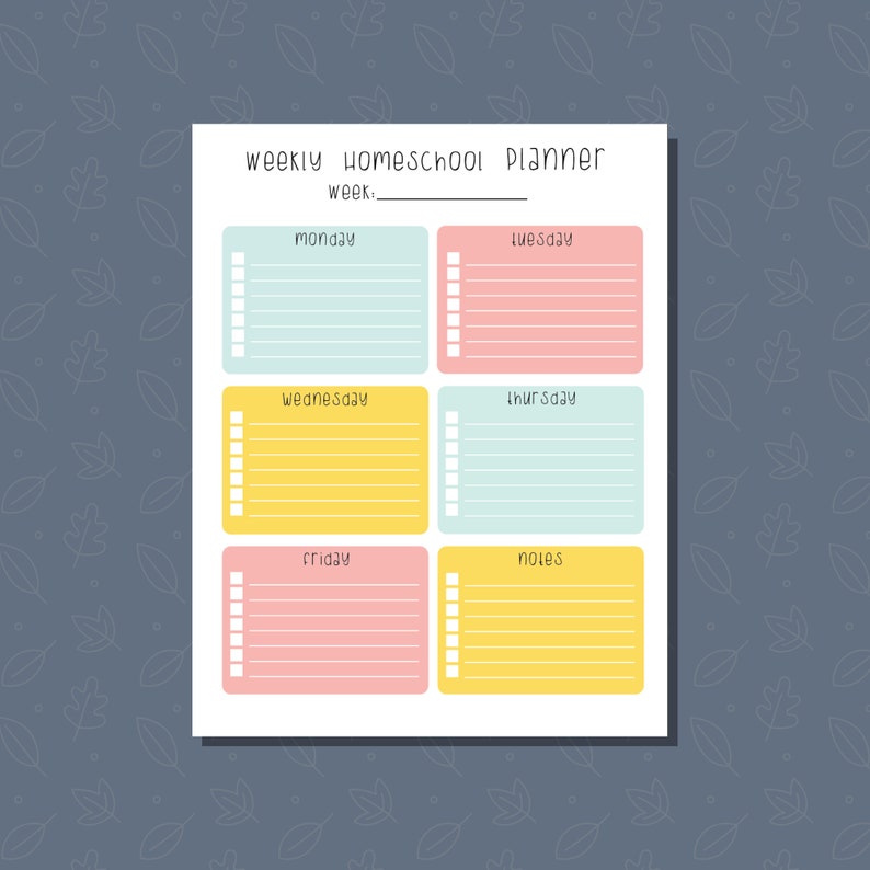 Weekly Homeschool Planner, Monday Through Friday, Editable Printable ...