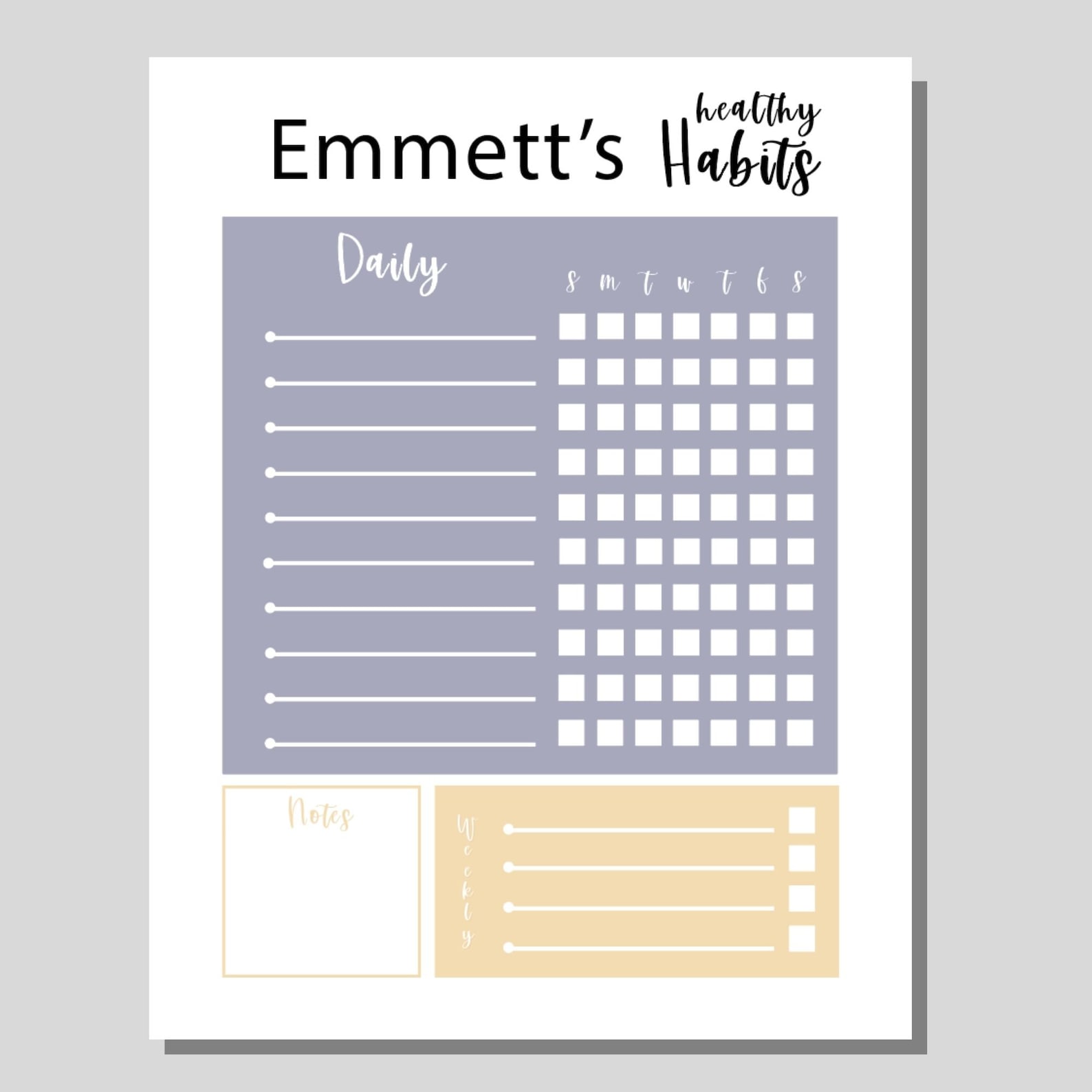 Daily and Weekly Healthy Habit Tracker, Responsibility Chart, Kids ...