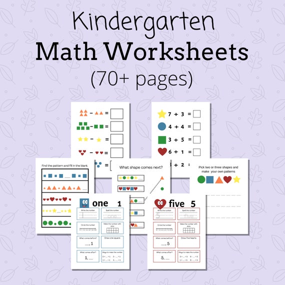 Kindergarten Math Worksheets - Etsy
