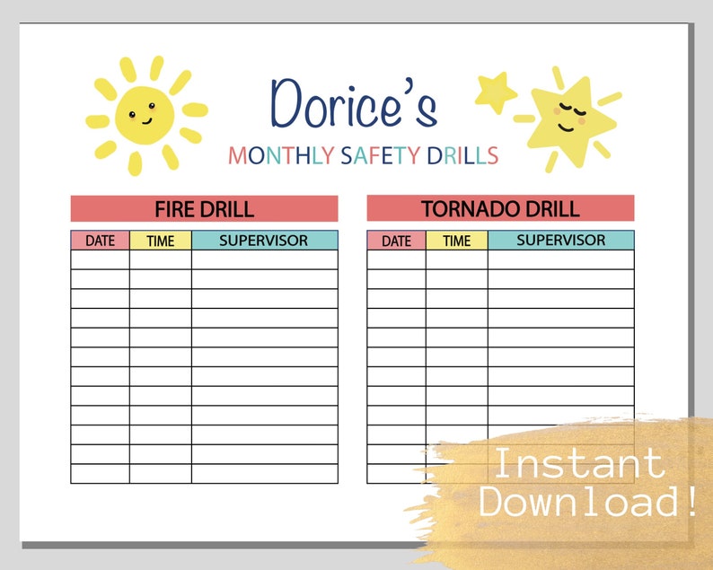 Daily Safety Checklist and Monthly Safety Drill Logs for Daycare - Etsy
