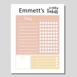 Daily and Weekly Healthy Habit Tracker, Responsibility Chart, Kids ...