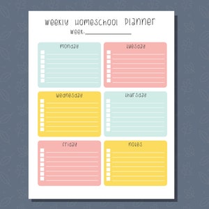 Weekly Homeschool Planner, Monday Through Friday, Editable Printable ...