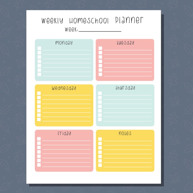 Weekly Homeschool Planner, Monday Through Friday, Editable Printable ...