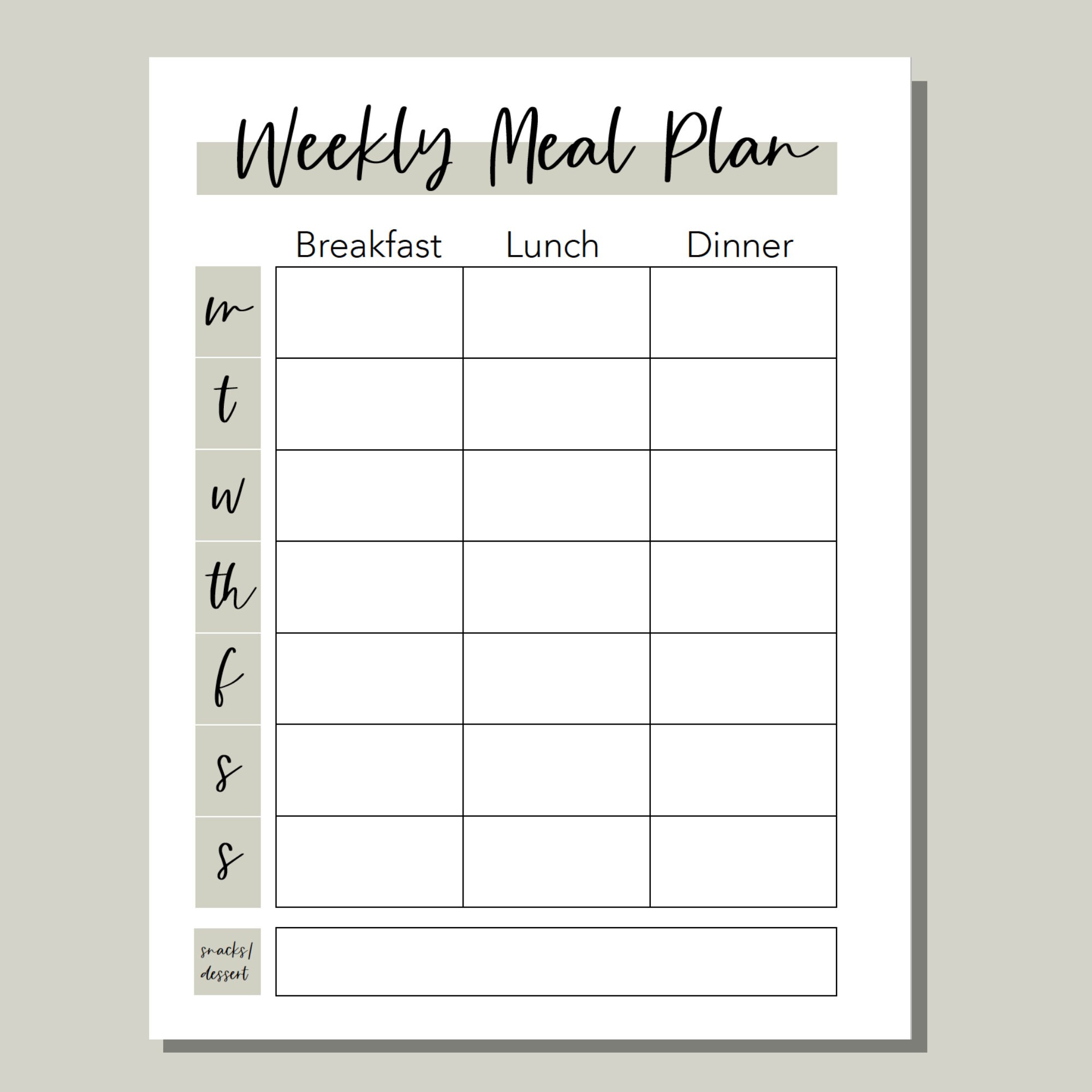 Weekly Meal Plan Template, Horizontal and Vertical Option, Editable ...