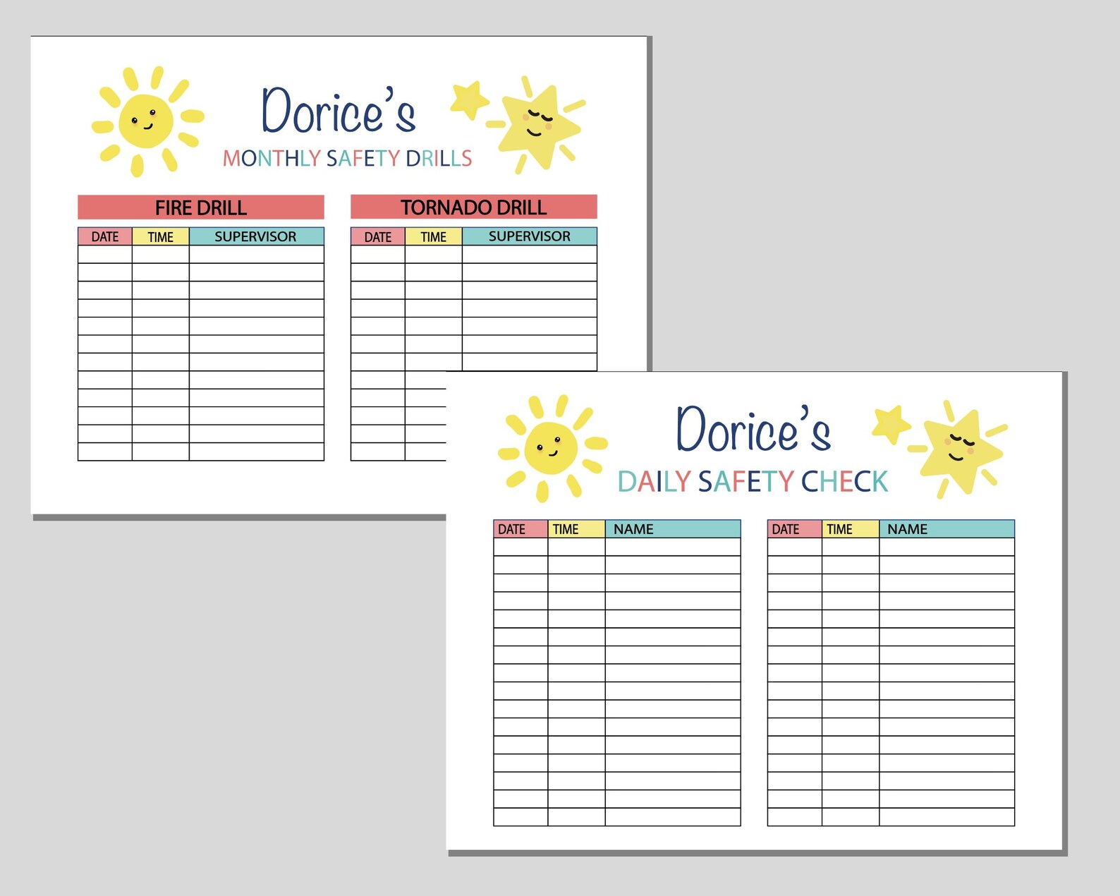 Daily Safety Checklist and Monthly Safety Drill Logs for Daycare - Etsy