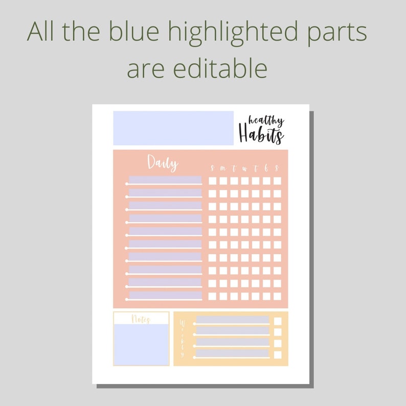 Daily and Weekly Healthy Habit Tracker, Responsibility Chart, Kids ...