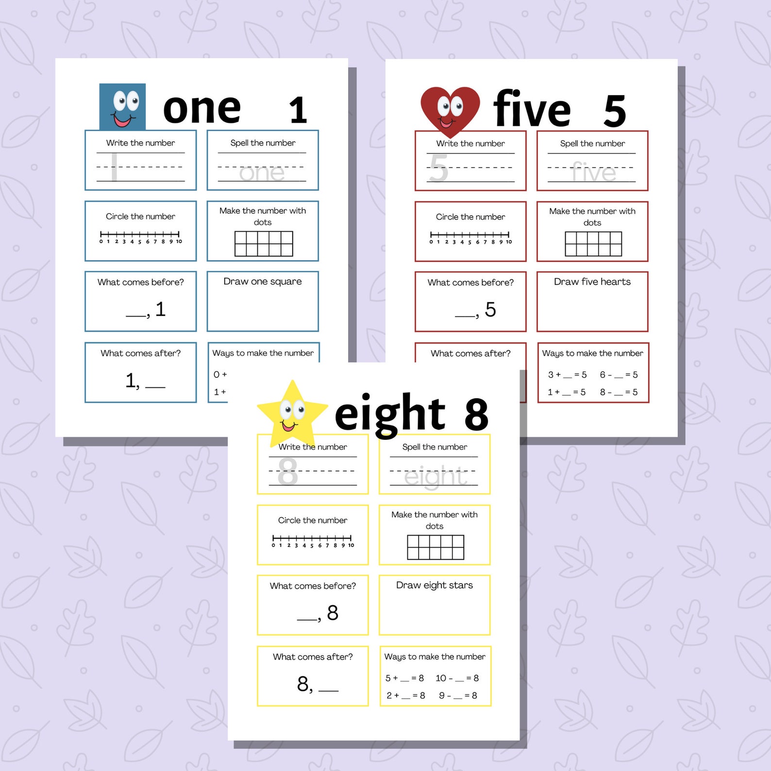 Kindergarten Math Worksheets - Etsy