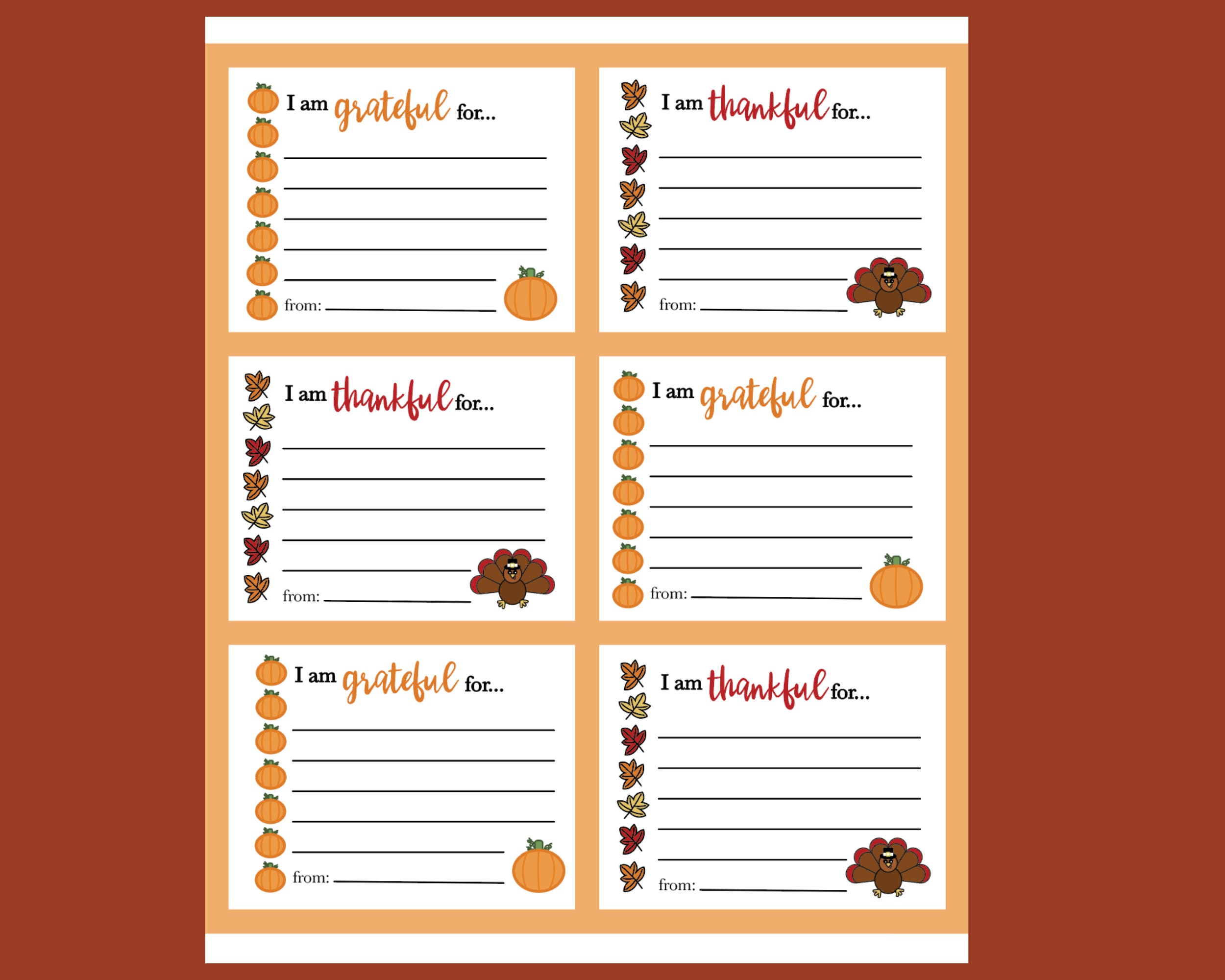 Thanksgiving Card Printable, Grateful For, Thankful For, Writing Prompt ...