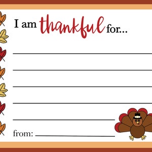 Thanksgiving Card Printable, Grateful For, Thankful For, Writing Prompt ...