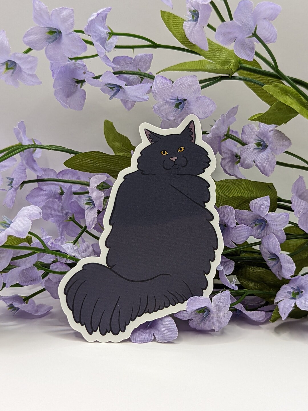 Long Haired Cat Sticker / Vinyl Sticker / Grey Cat - Etsy