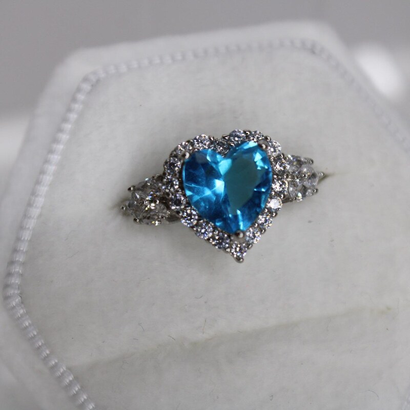 Blue Heart Ring - Etsy