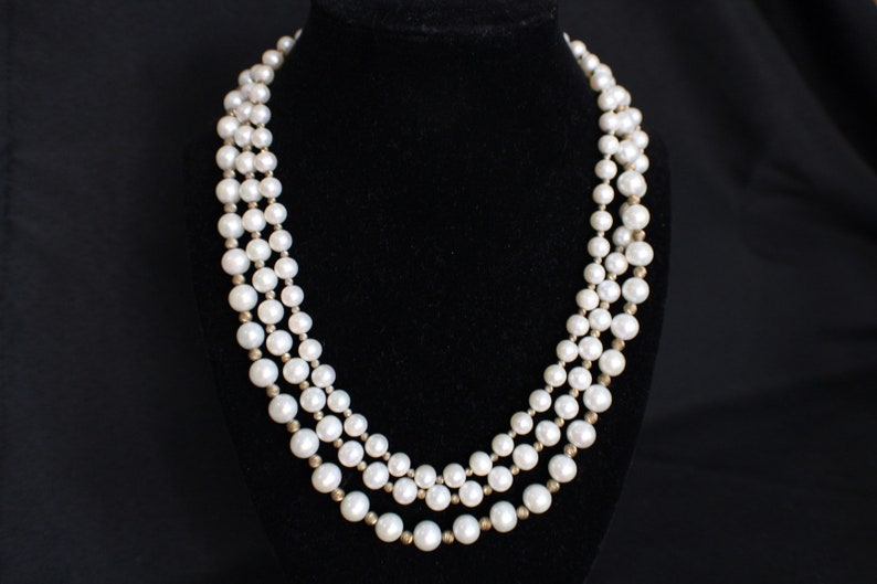 Freshwater Pearl 3 Strand Necklace Marked ISP - Etsy