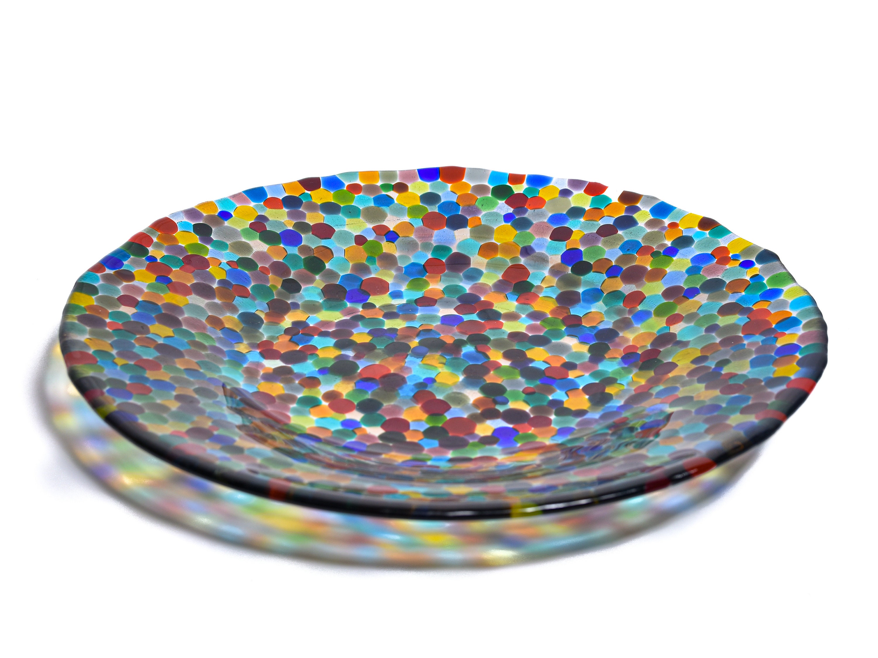 Rainbow Fused Glass Bowl, Serving Bowl, Colorful Glass Bowl, Table ...