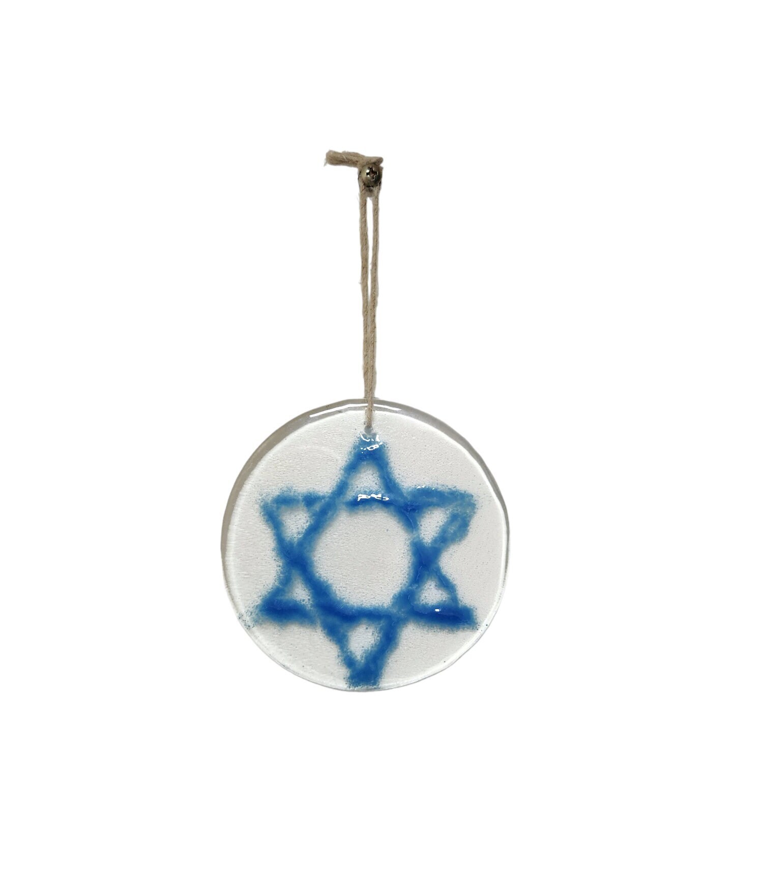 Fused Glass Star of David Wall Art Ornament, Blue Star of David ...