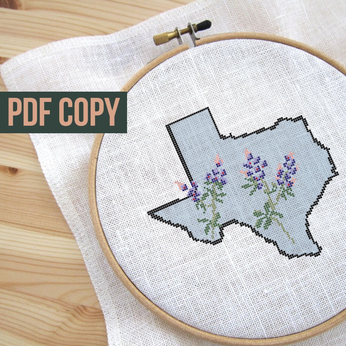 Texas Bluebonnets Cross Stitch PDF State of Texas Floral - Etsy