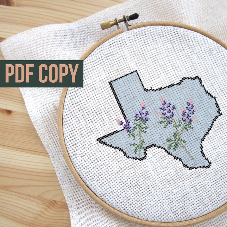 Texas Bluebonnets Cross Stitch PDF | State of Texas | Floral Cross ...