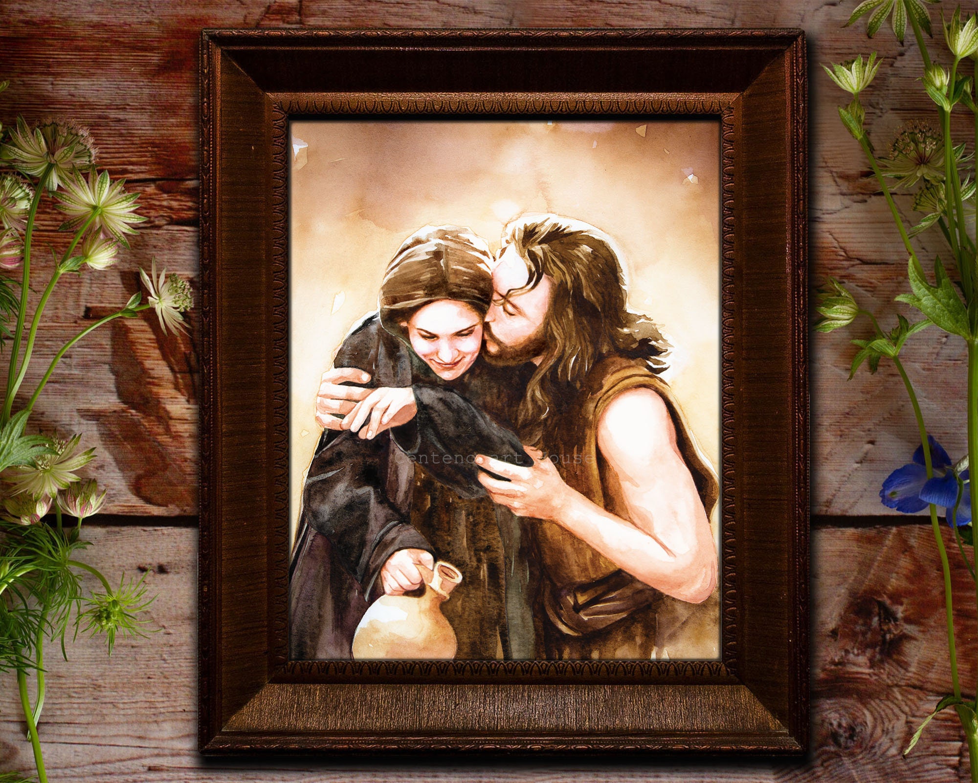 Jesus and Virgin Mary Hug Watercolor Print, Modern Christian Art ...