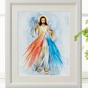 Christ the Divine Mercy, Watercolor Catholic Art, Jesus Christ Painting ...