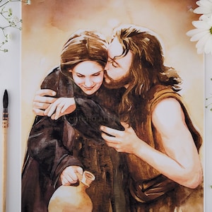 Jesus and Virgin Mary Hug Watercolor Print, Modern Christian Art ...