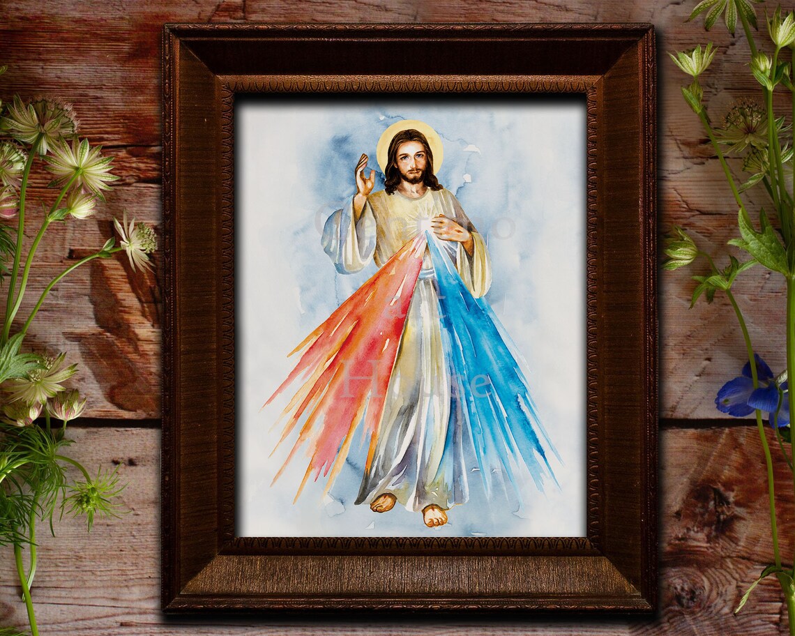 I Trust in You Divine Mercy Painting, Hand Painted Religious Art ...