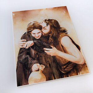 Jesus and Virgin Mary Hug Watercolor Print, Modern Christian Art ...