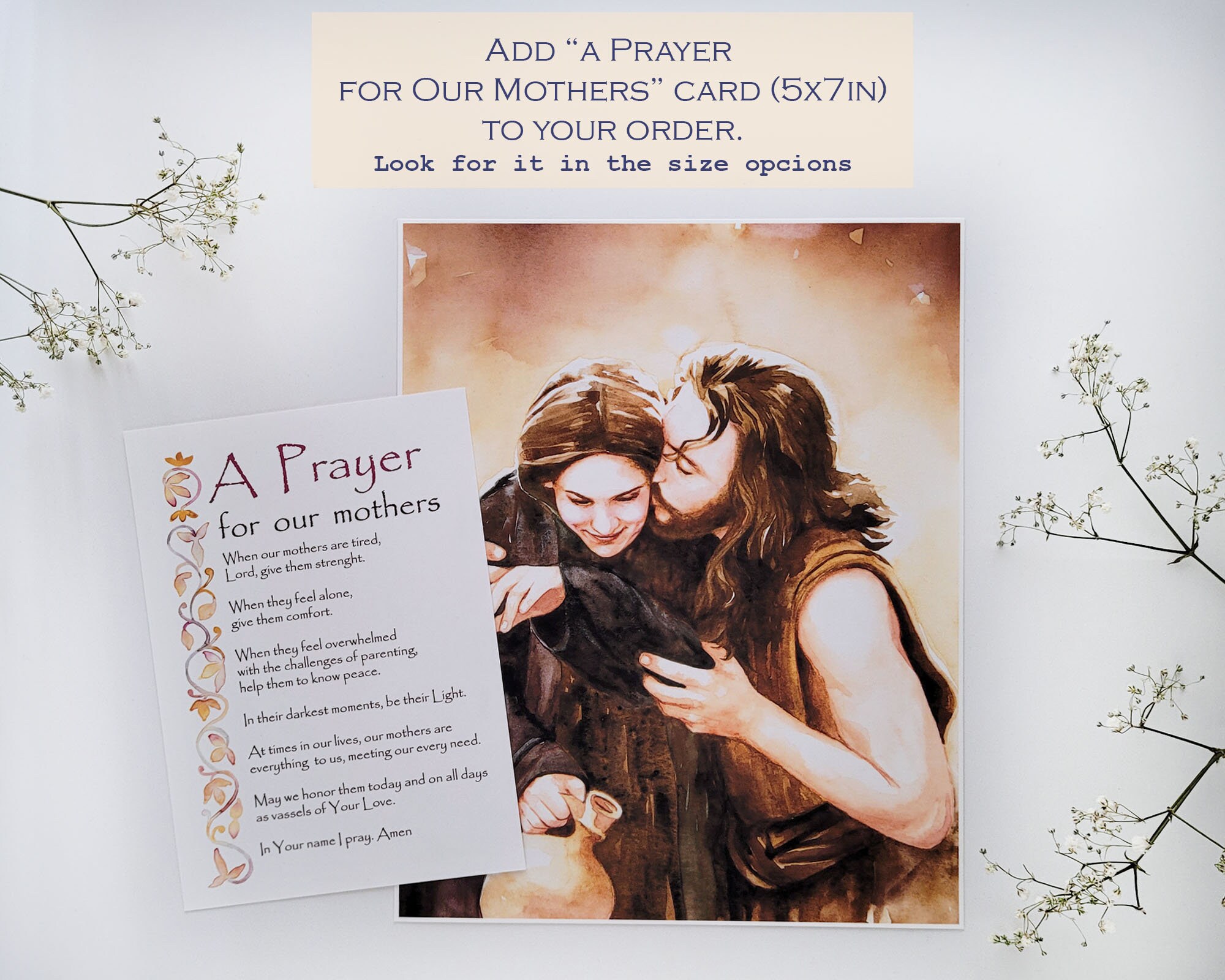 Jesus and Virgin Mary Hug Watercolor Print, Modern Christian Art ...