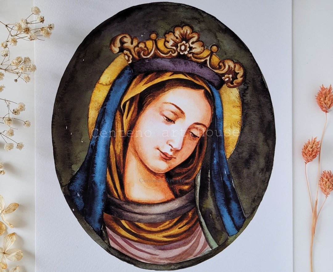 Mother of Mercy: Virgin Mary Painting - Original Watercolor of Our Lady ...
