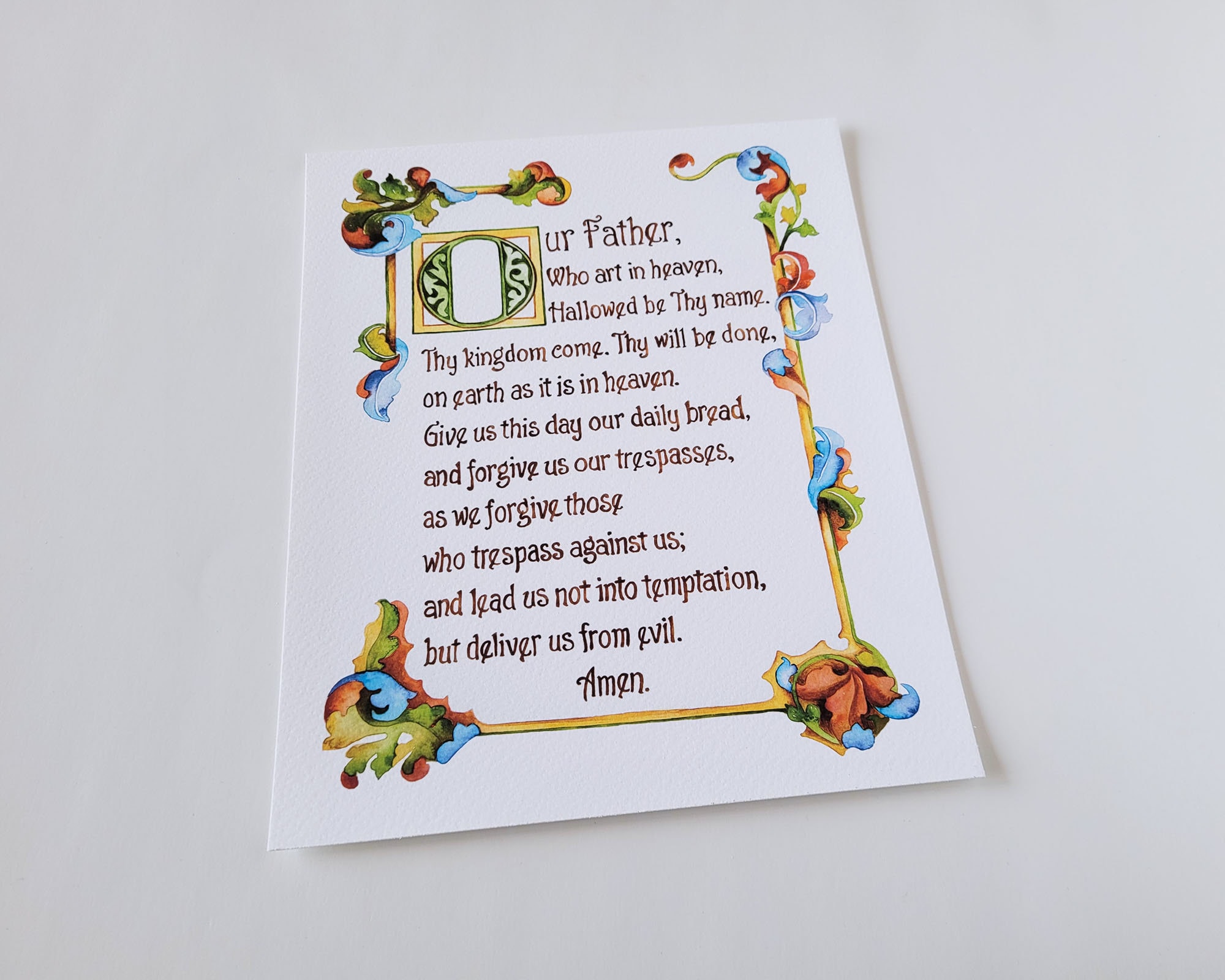 Our Father Prayer Catholic Painting Original Watercolor Hand - Etsy