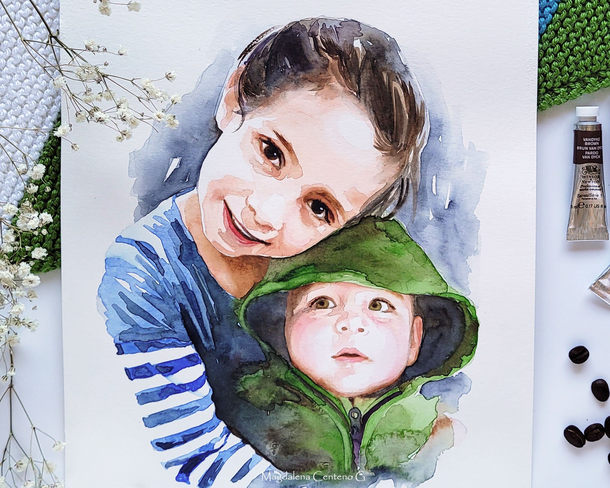 Custom Child Portrait Child Watercolor Painting Original - Etsy