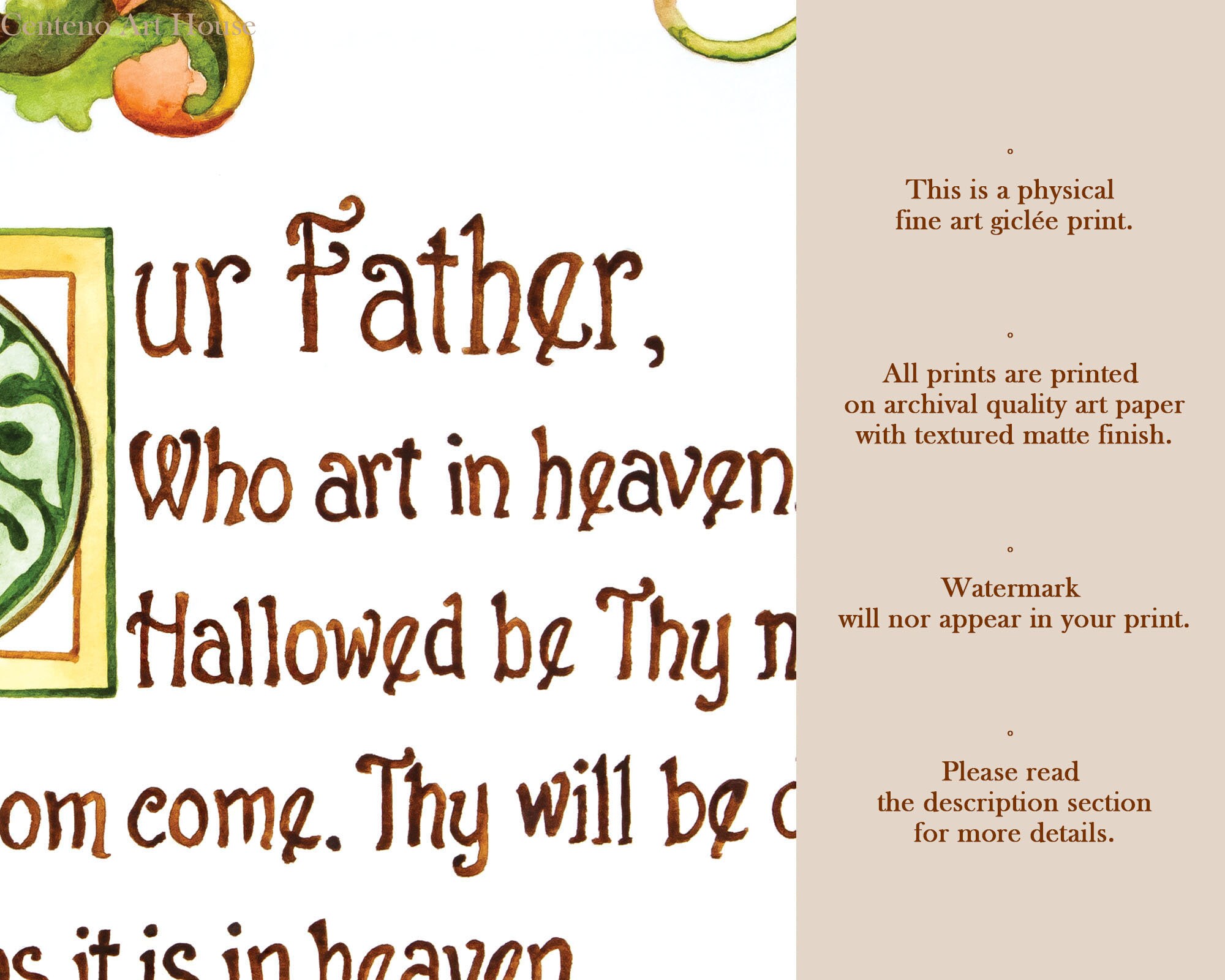 Our Father Prayer Catholic Painting Original Watercolor Hand - Etsy