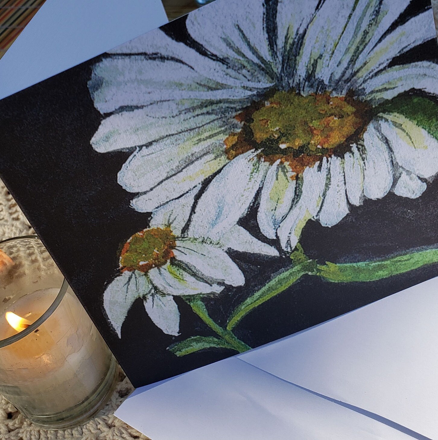Beautiful, Original Art White Daisy Greeting Card From Joni Silva's ...