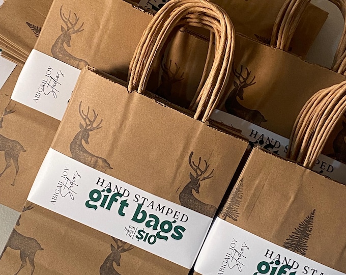 Hand Stamped Gift Bags – Custom Stamp Designs, Multiple Sizes – Party ...