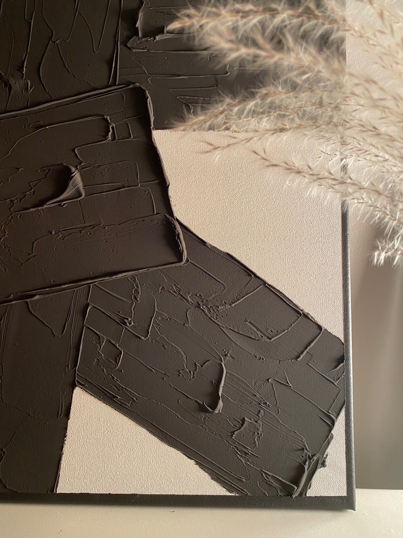 Framed Black Texture Painting Painted Frame Wall Hanging - Etsy