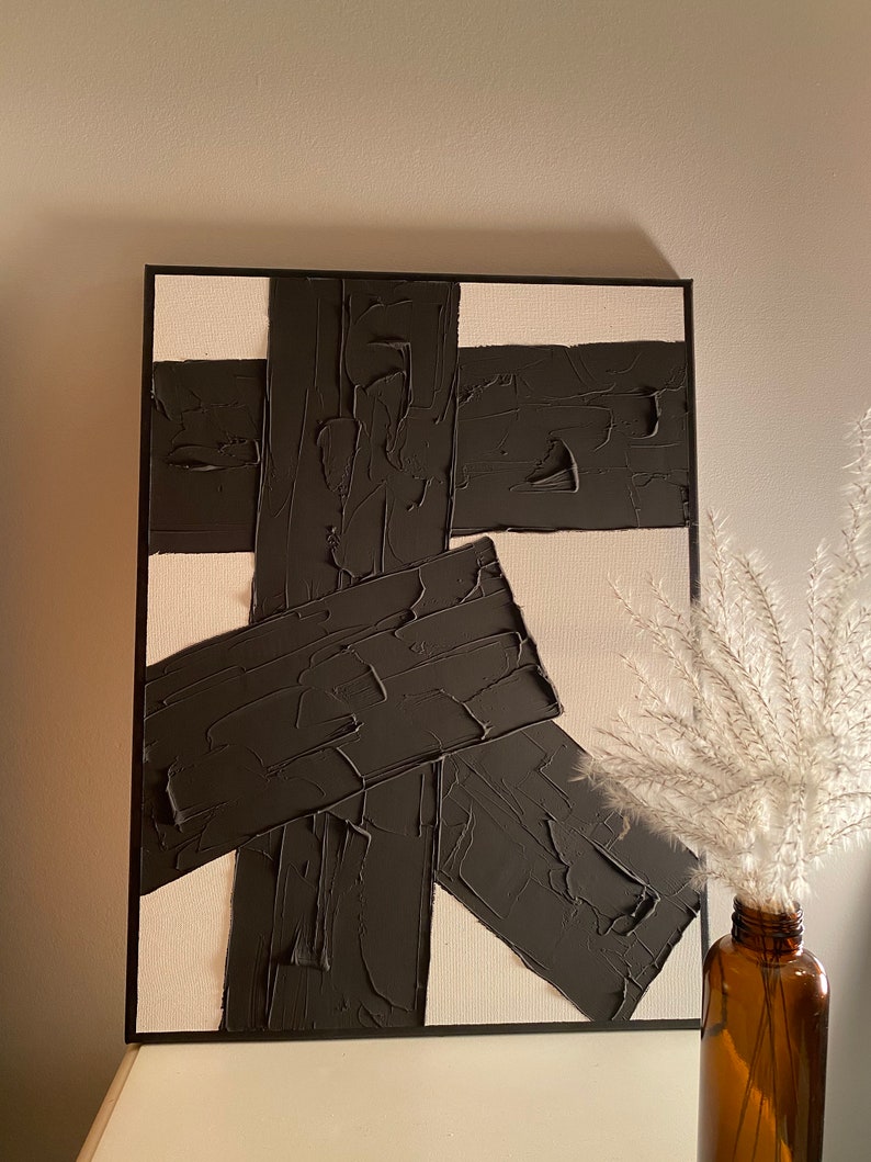 Framed Black Texture Painting Painted Frame Wall Hanging - Etsy