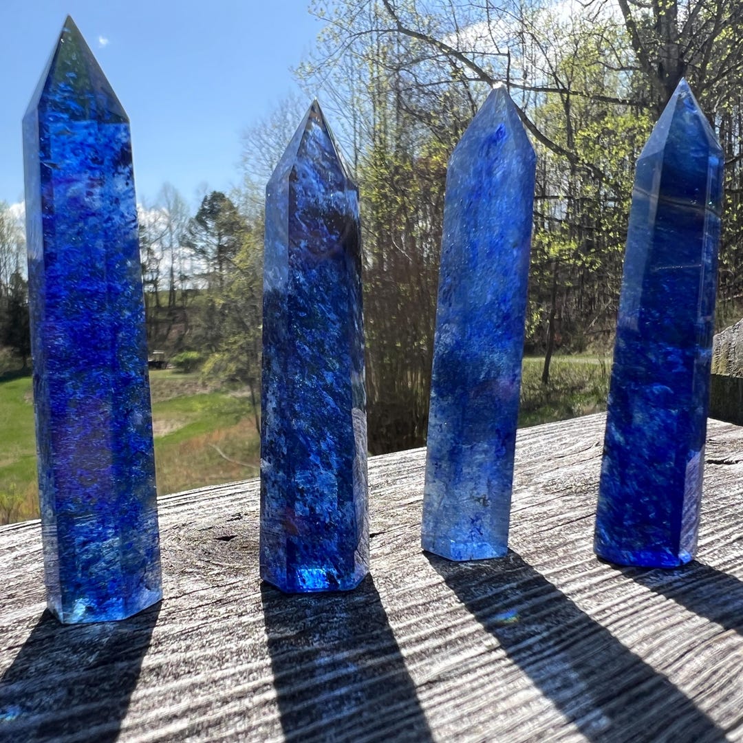Blueberry Smelted Quartz Towers - Lot of 4 ~ Man Made Glass - Etsy