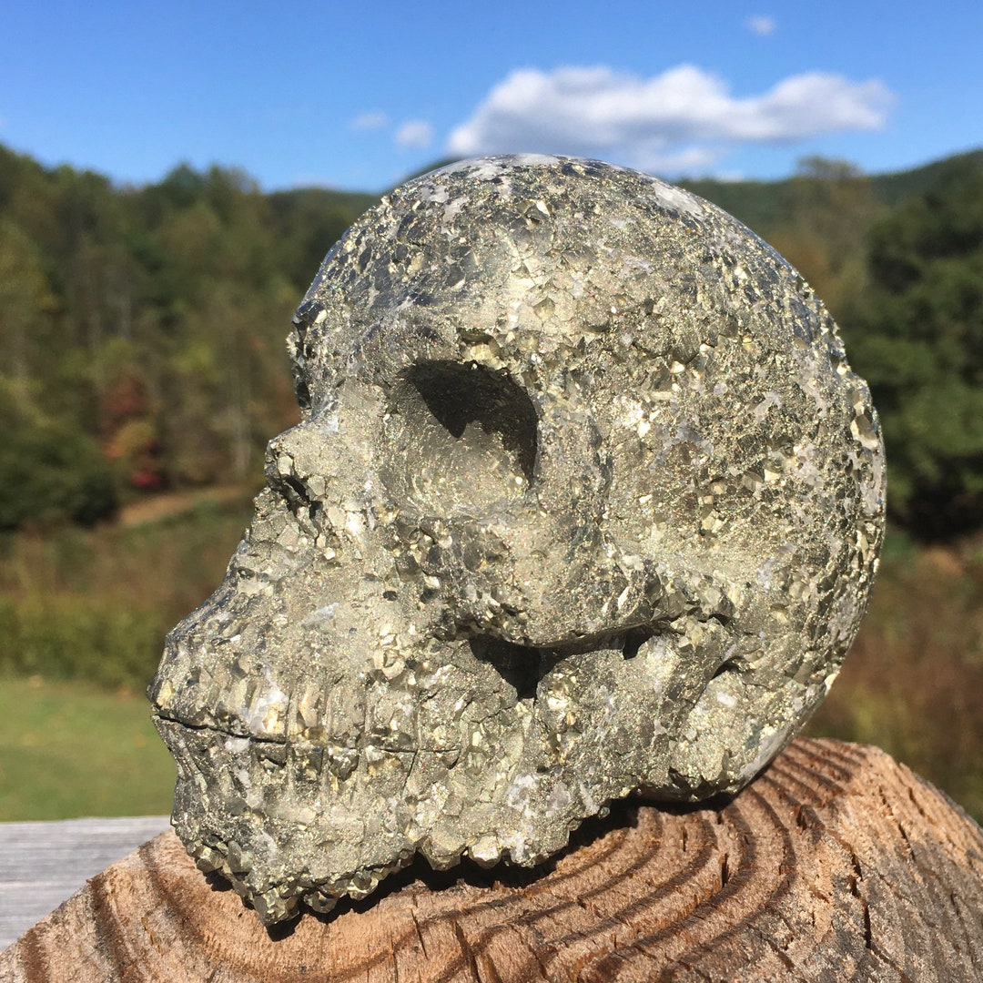 5 Pyrite Crystal Skull With Pyrite Crystals - Etsy