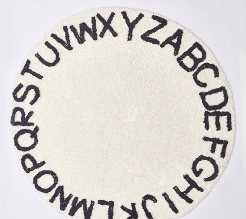 Boho Round Distressed ABC Rug | Etsy