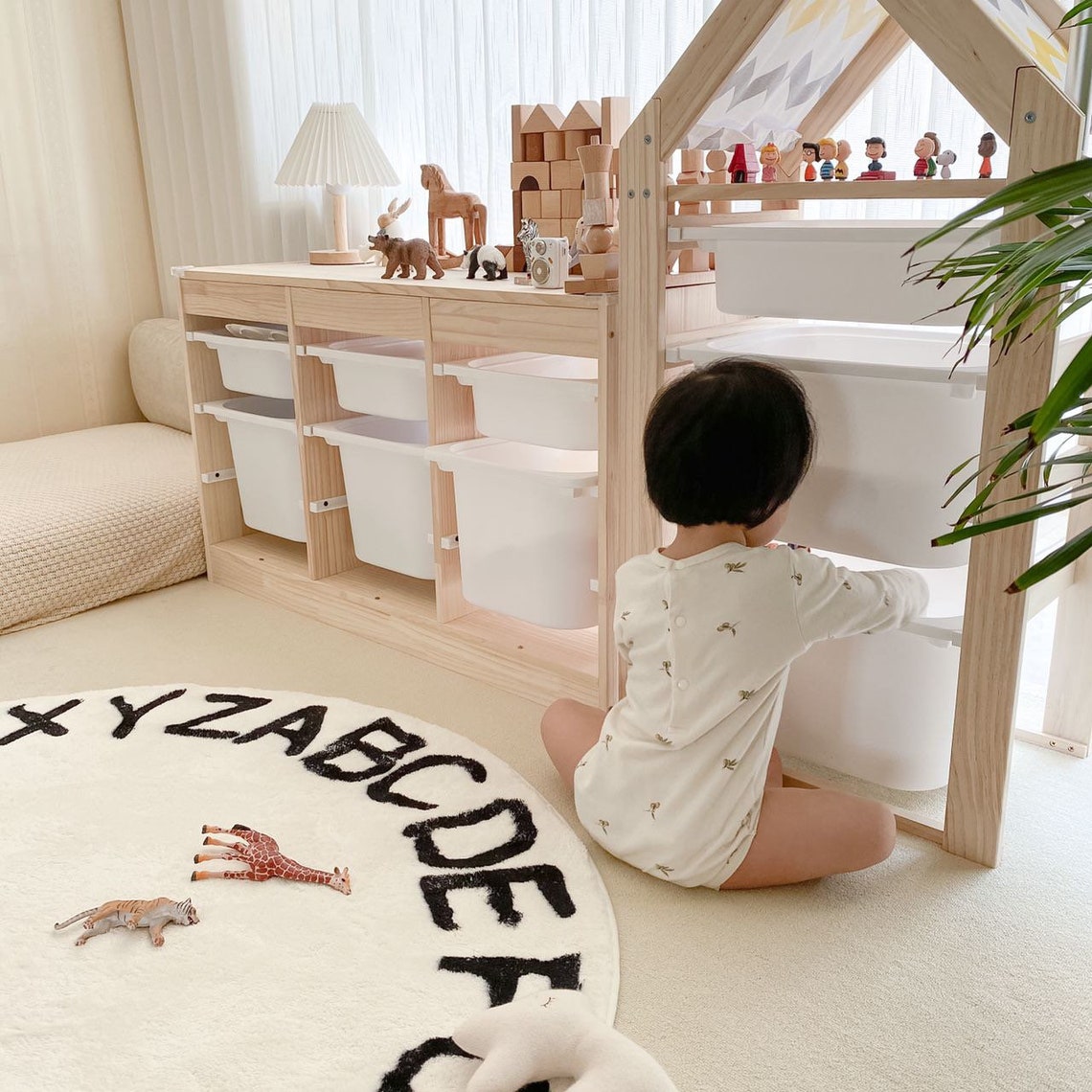 Boho Round Distressed ABC Rug | Etsy