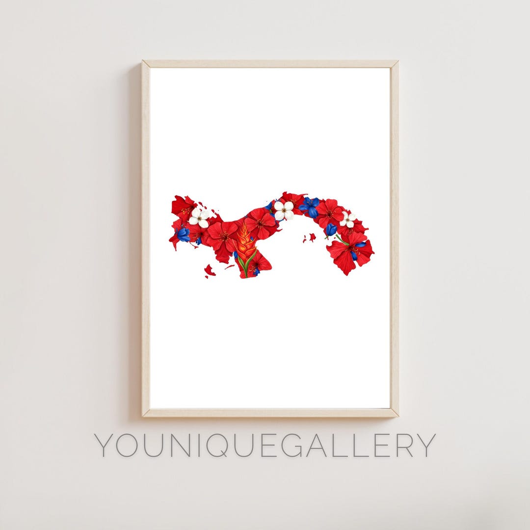 Panama Map Outline Painting Print, Panamanian Travel Souvenir Wall Art ...