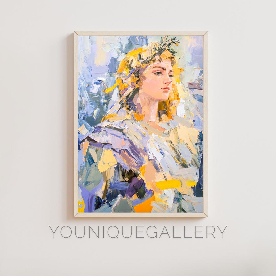 Athena Painting: Greek Goddess Palette Knife Portrait (digital Download ...